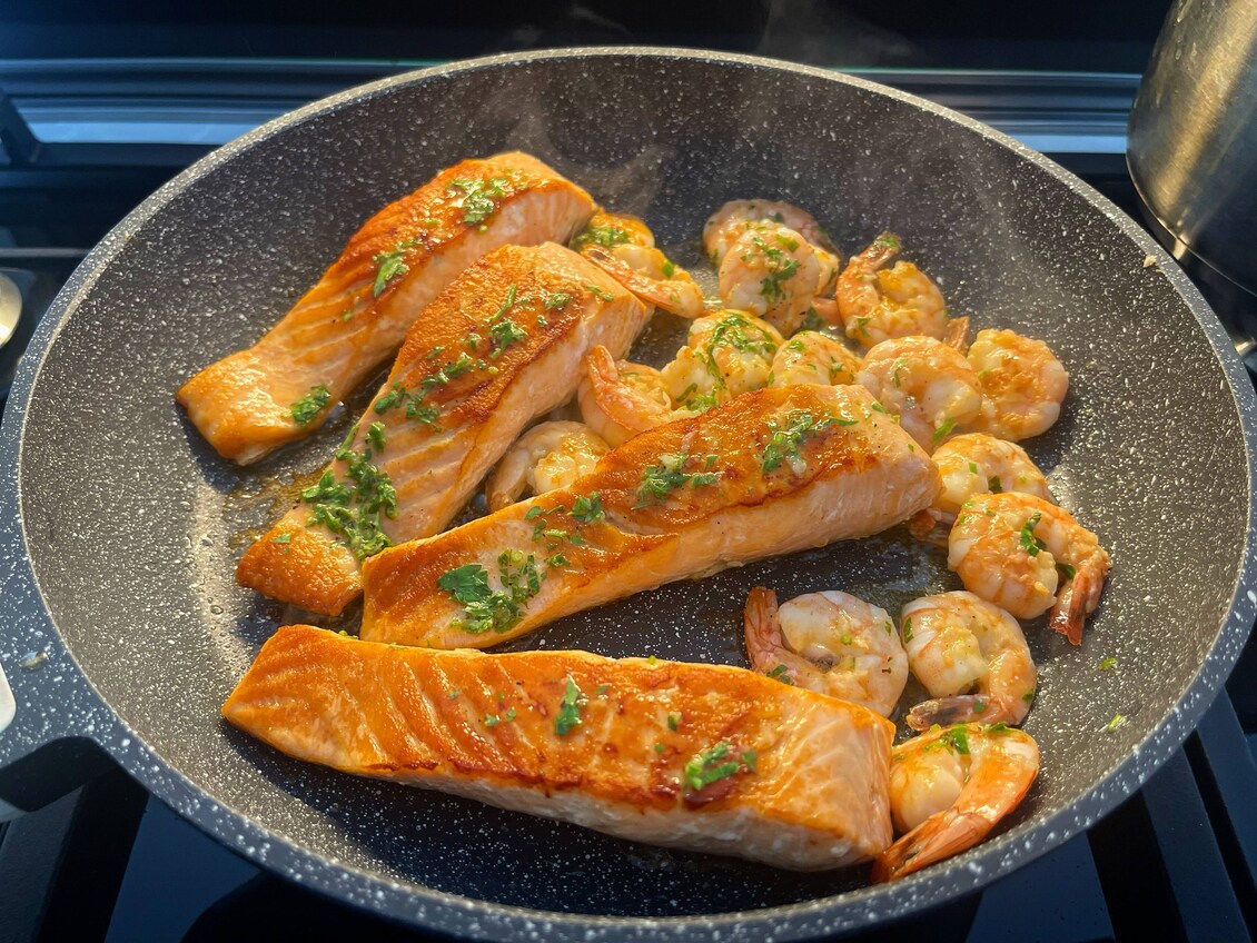 Meliz Cooks - Salmon, King Prawn & Jersey Royal Potato Salad | AEG